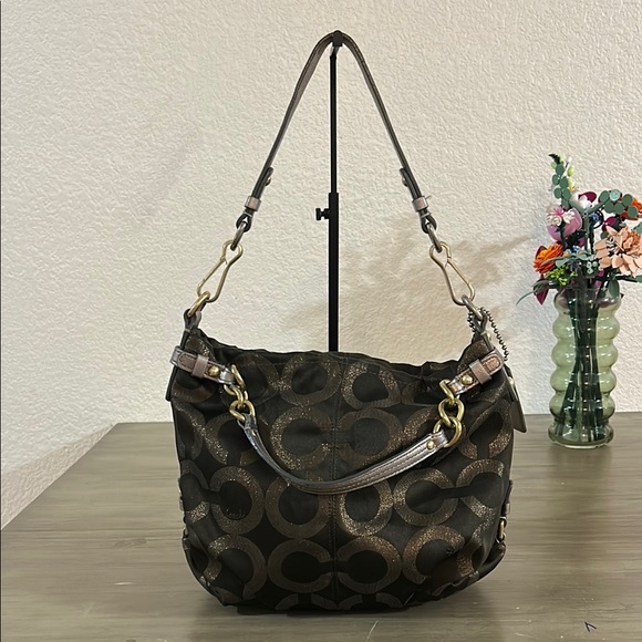 Coach | Bags | Coach 4144 Brooke Op Art Metallic Shoulder Bag | Poshmark